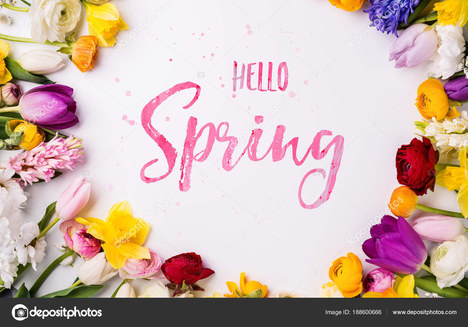 Easter and spring flat lay on a white background. Stock Photo by ...