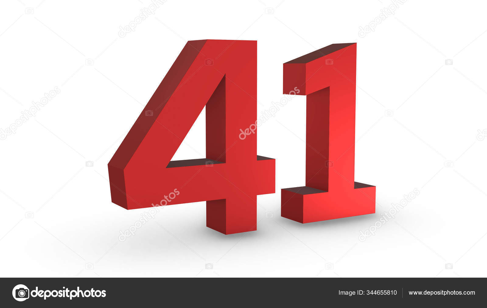 Number 41 Forty One Red Sign 3D Rendering Isolated on White Back ...