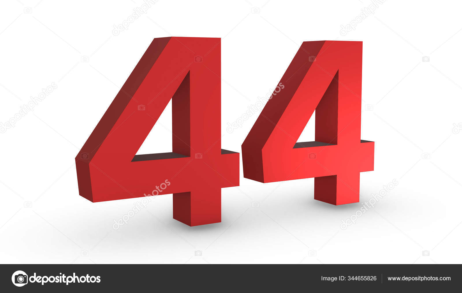 Number 44 Forty Four Red Sign 3D Rendering Isolated on White Bac ... Number 44 Forty Four Red Sign 3D Rendering Isolated on White Bac ...