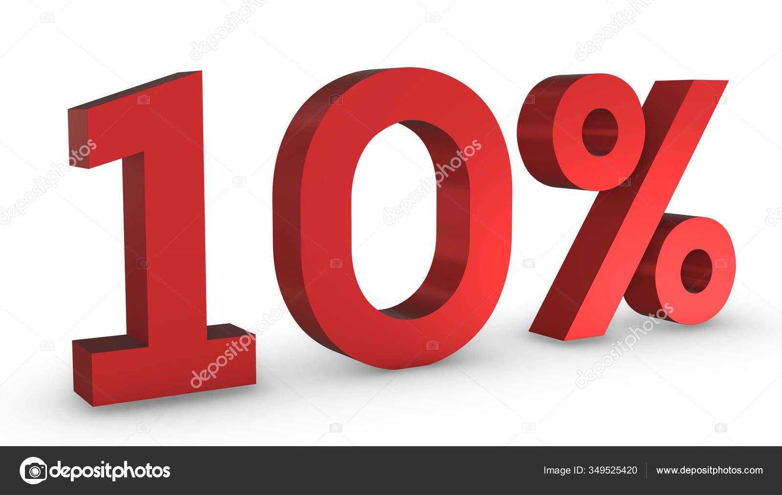 Shiny Red Number Ten Percent Isolated White Background — Stock Photo ...