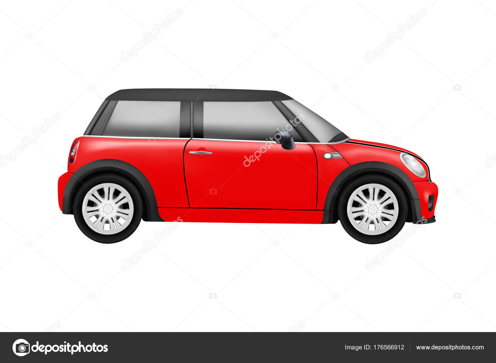 Realistic Model Mini Car Vector Isolated White Background Stock Vector ...