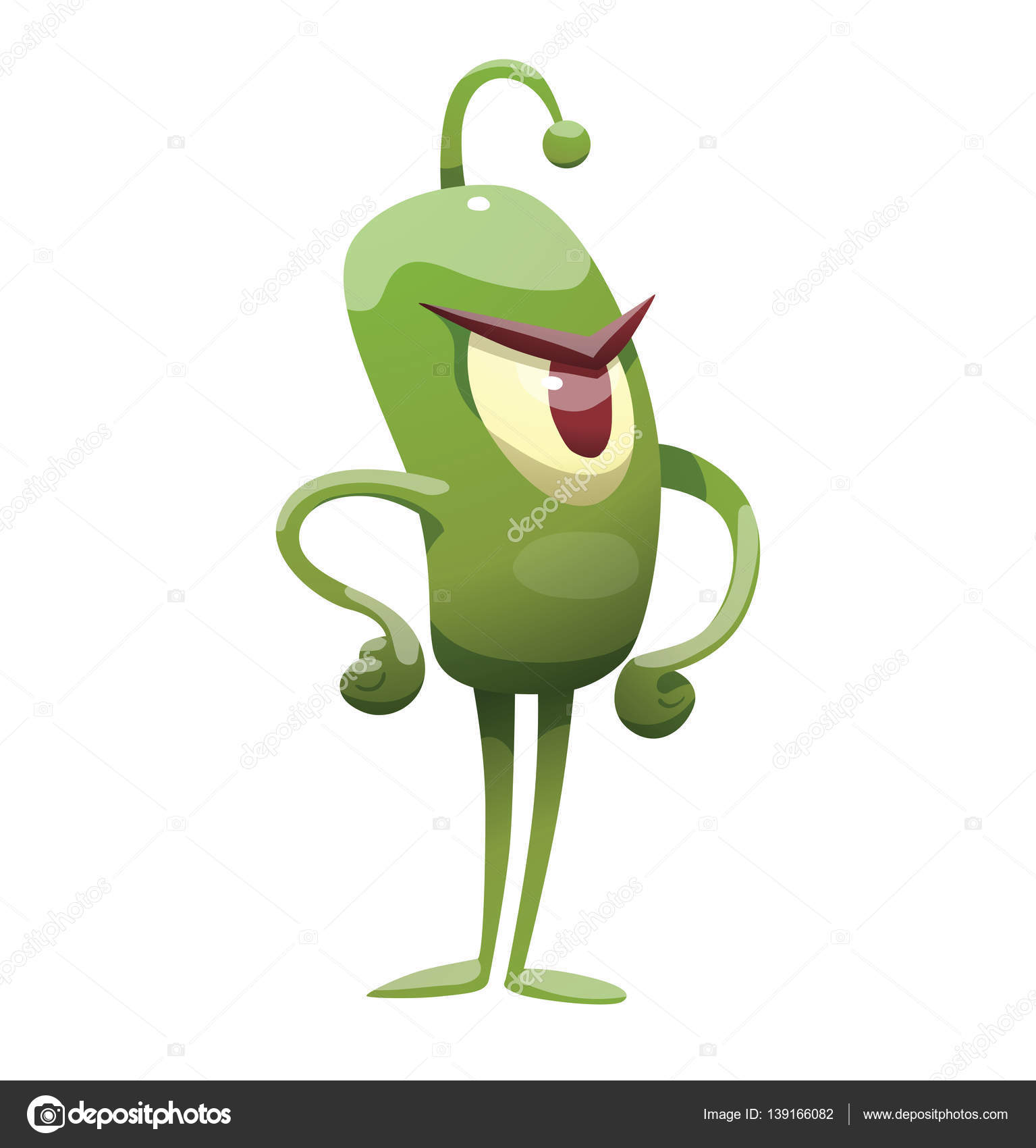 Funny green microbe standing angry Stock Illustration by ©IvanNikulin ...