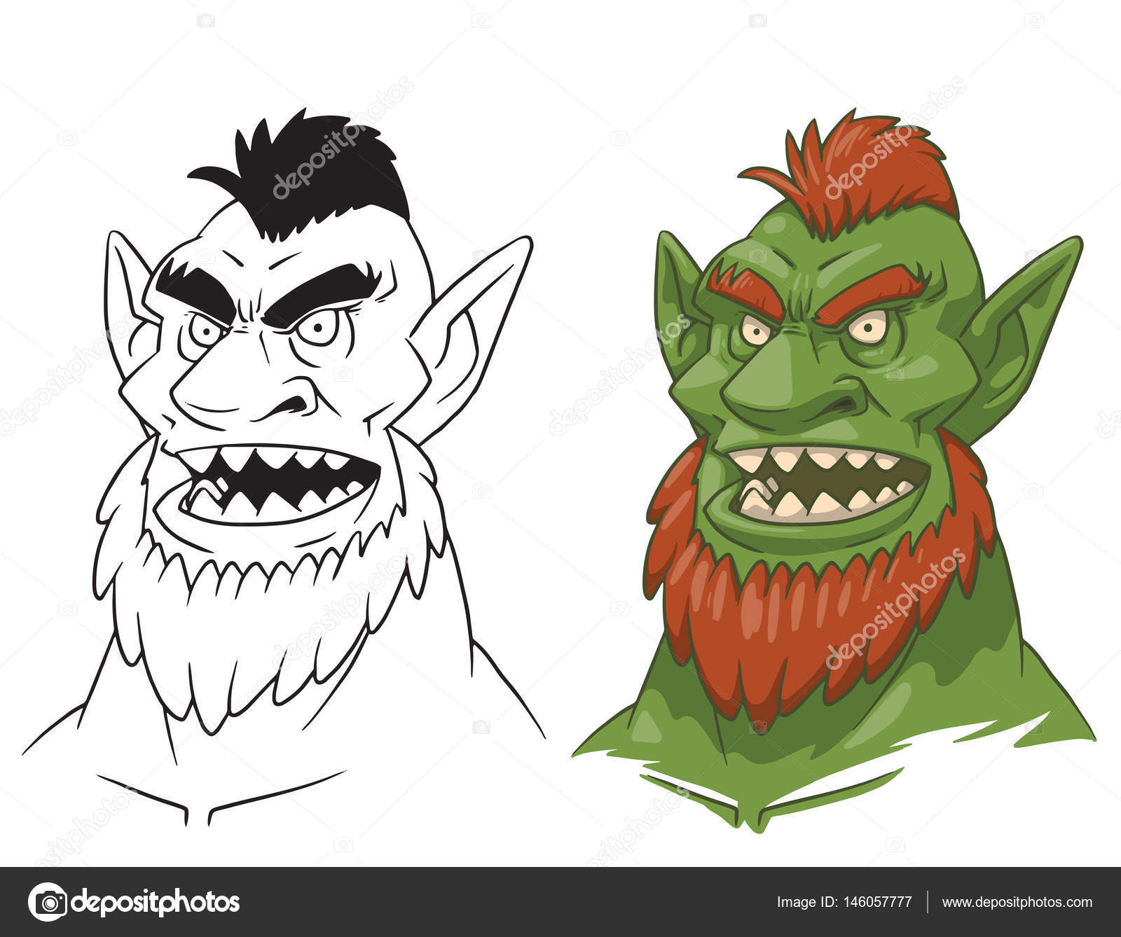 Goblin man's head, line and color image — Stock Vector © IvanNikulin ...