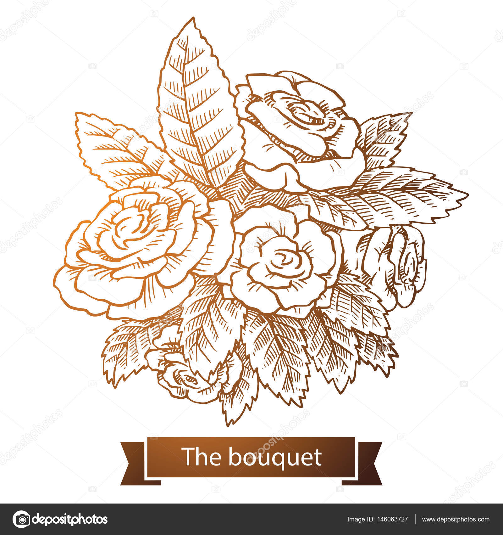 Ramo: Rosas, Linea de arte Stock Vector by ©IvanNikulin 146063727