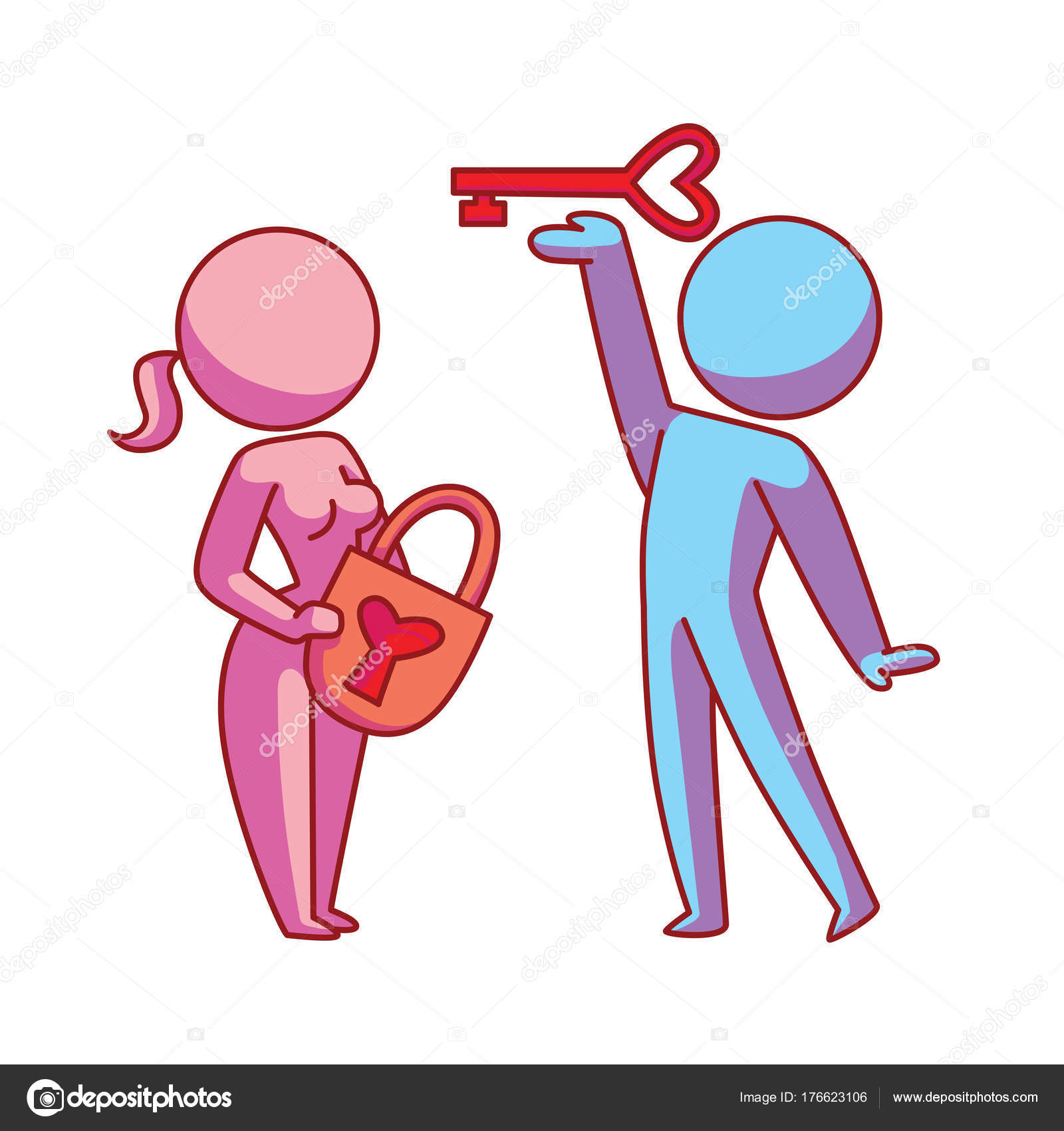 Icon, loving couple with lock and key Stock Illustration by ...