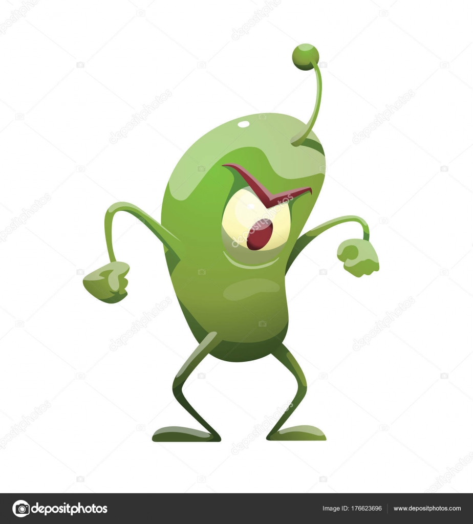 Funny green microbe angry at something Stock Vector Image by ...