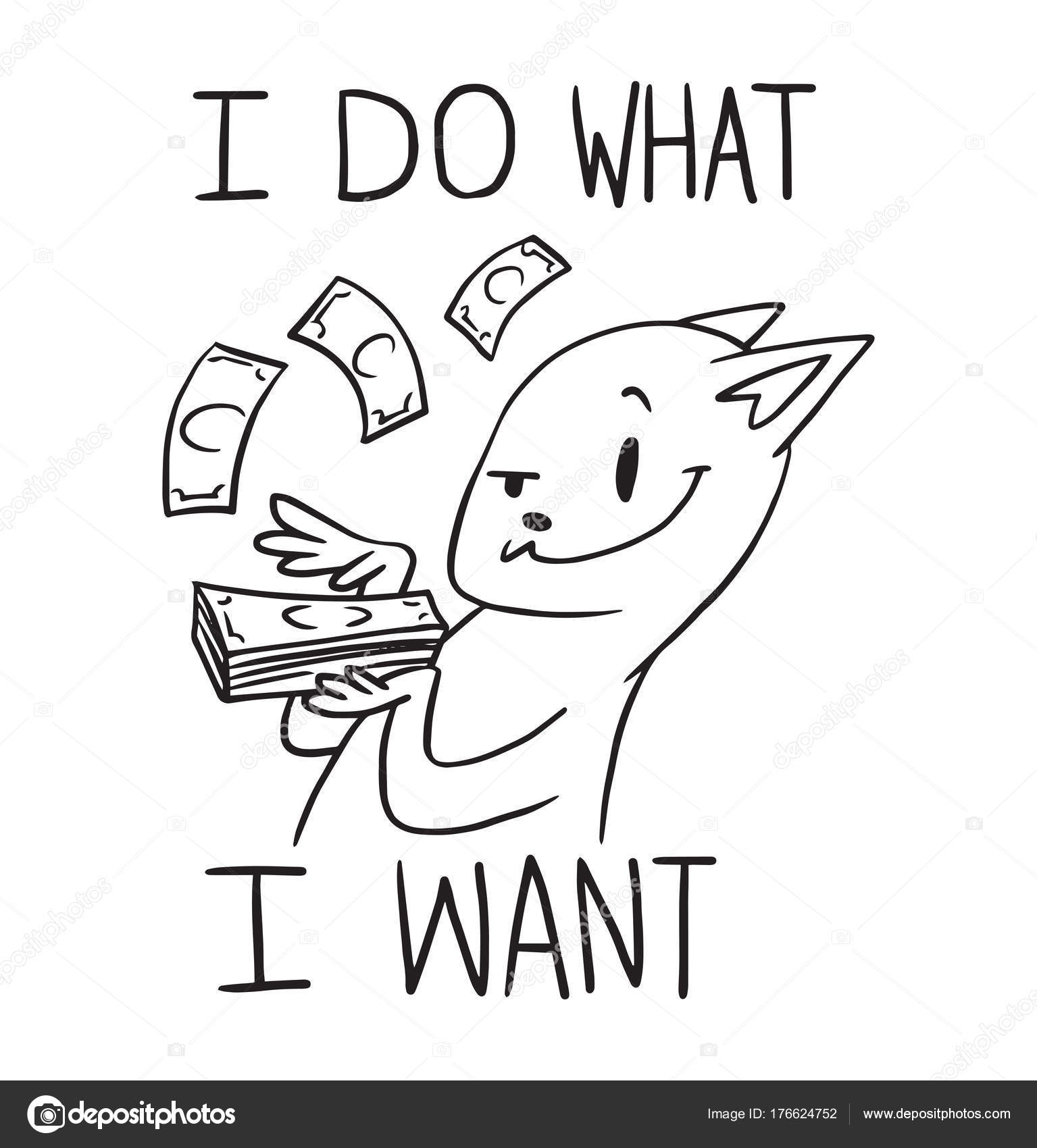 Funny cat throwing money, line art Stock Vector by ©IvanNikulin 176624752
