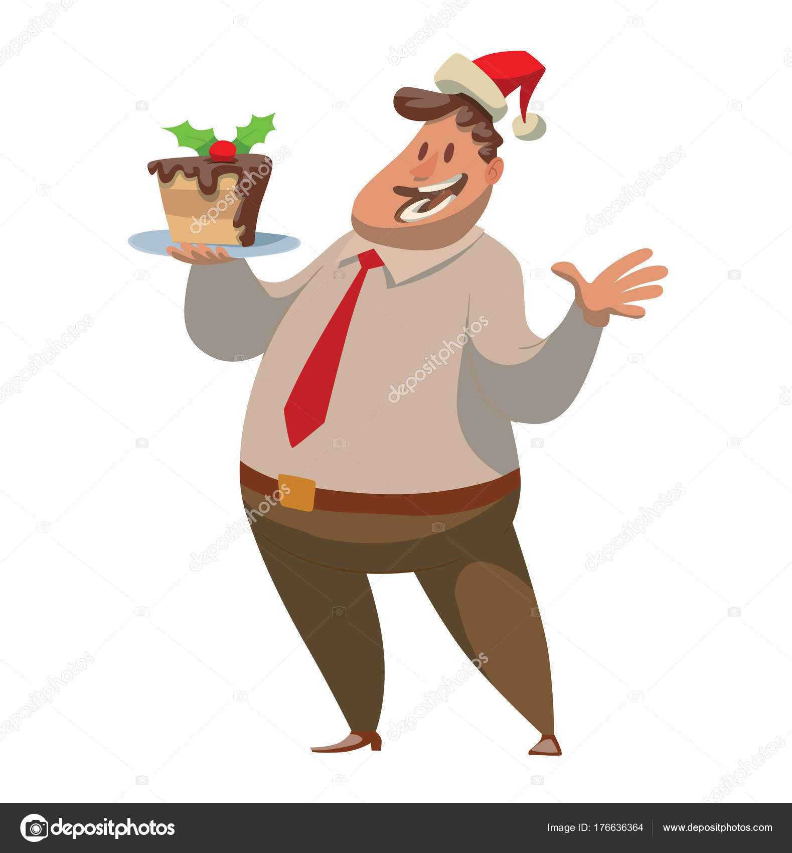 Fat Person Eating Cake Cartoon