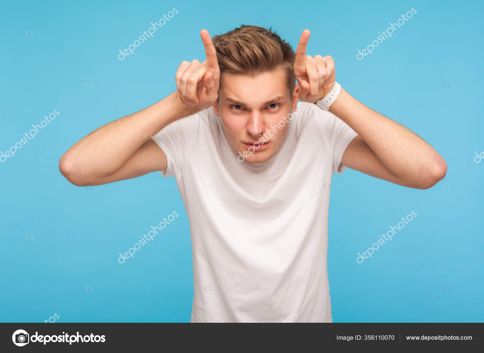 I'm Dangerous Portrait Angry Man White Shirt Threatening Camera Bull ...