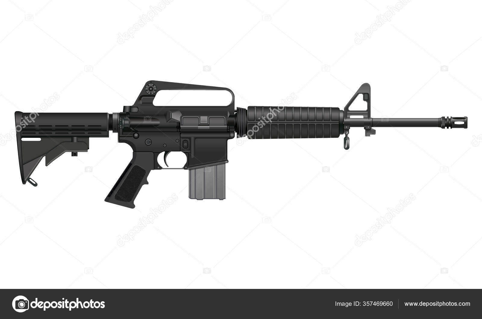 Colt Model Semi Automatic Carbine Collapsible Stock Stock Vector by ...