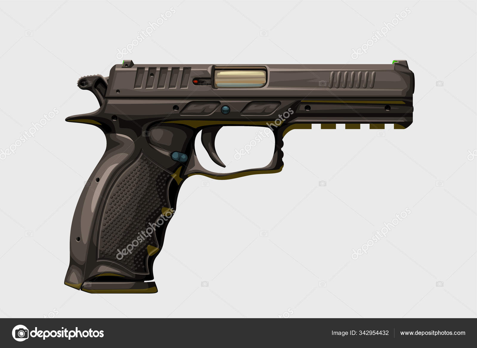 Realistic modern handgun on white Stock Vector Image by ©IfH85 #342954432