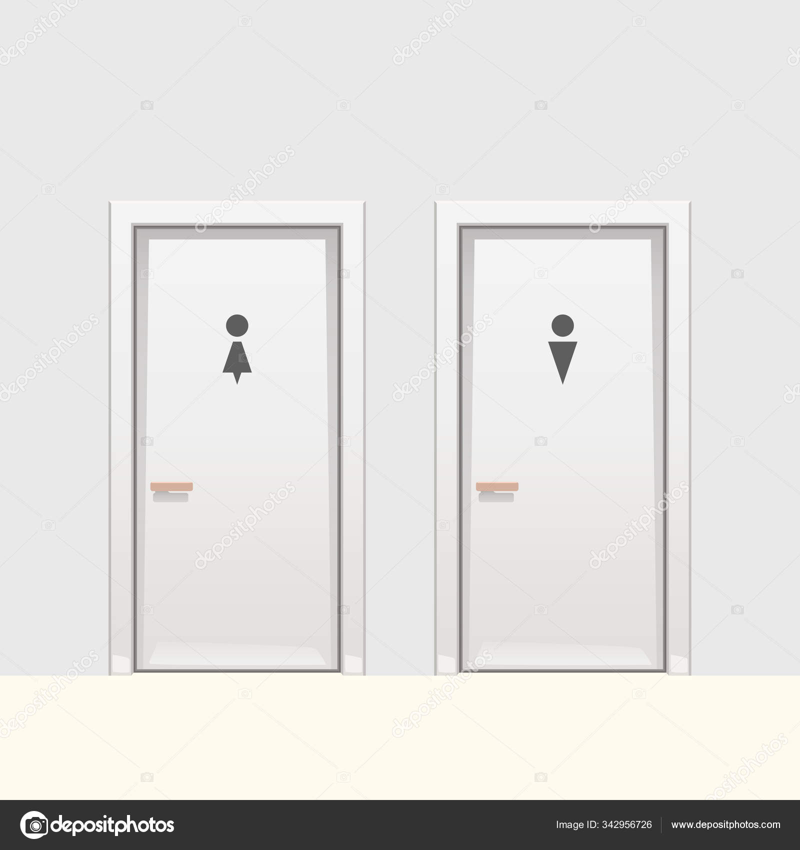 Two white wc doors on white wall Stock Vector Image by ©IfH85 #342956726