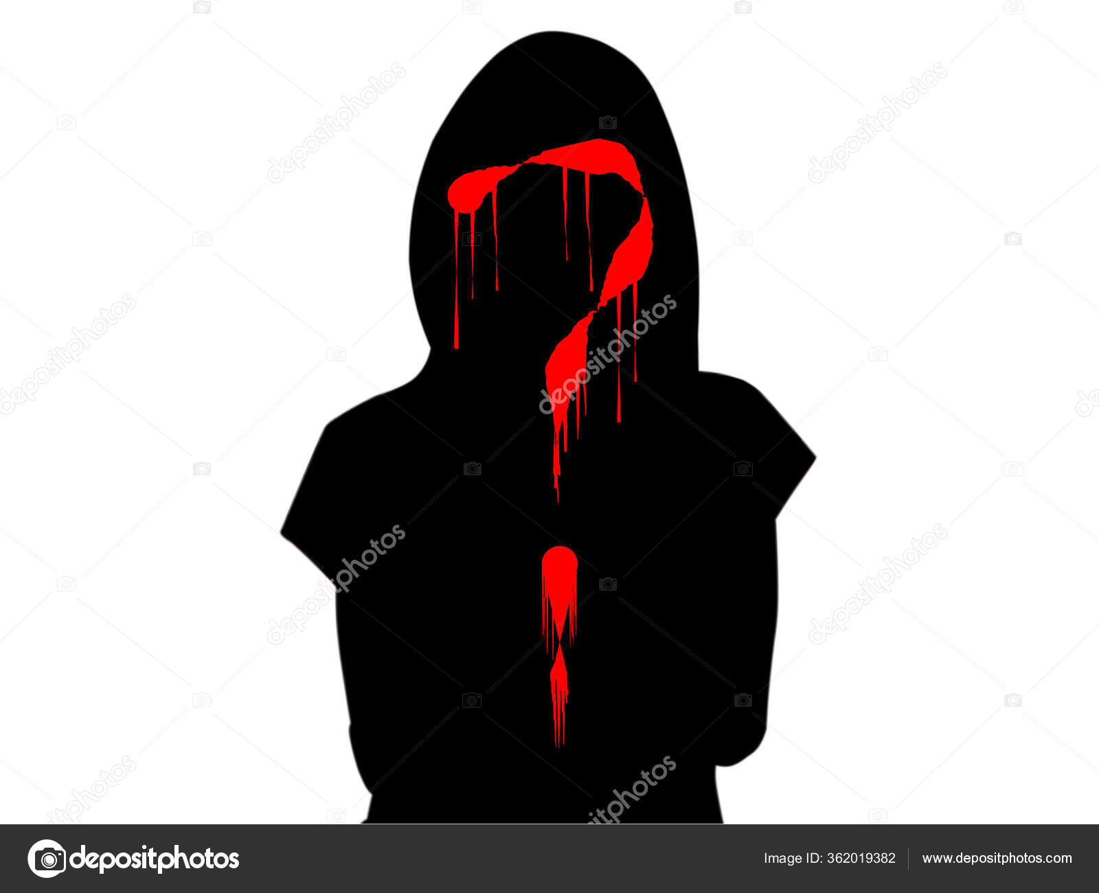 Human Silhouette Red Blood Style Question Mark Middle Stock ...