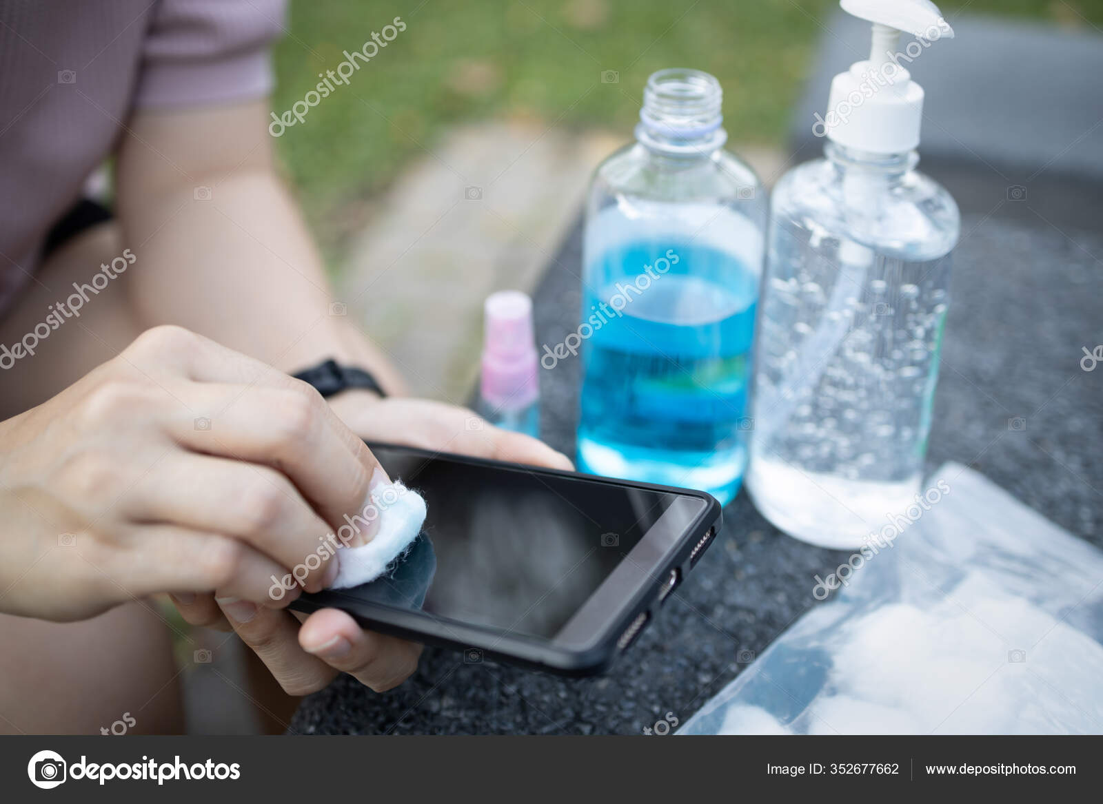 Cleaning Mobile Phone Eliminate Germs Covid Stock Photo by ©Chai2523 ...