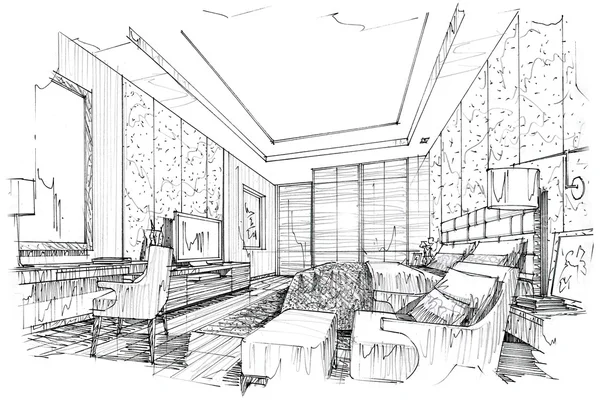 sketch interior perspective - Stock Image - Everypixel
