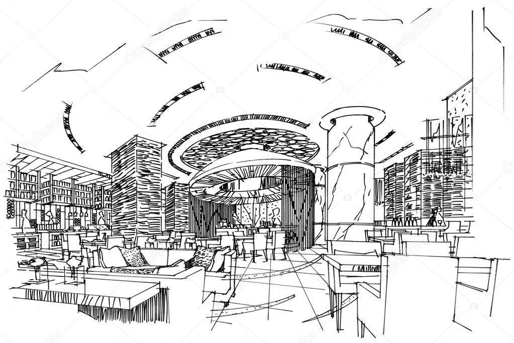 Sketch interior perspective Stock Illustration by ©last19 #128763510