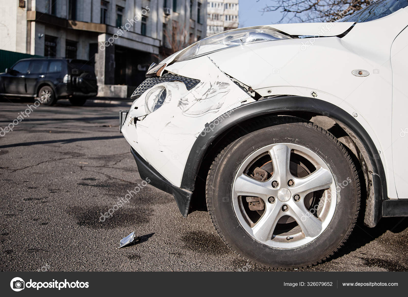 Car accident or accident. The front wing and the right headlight are ...