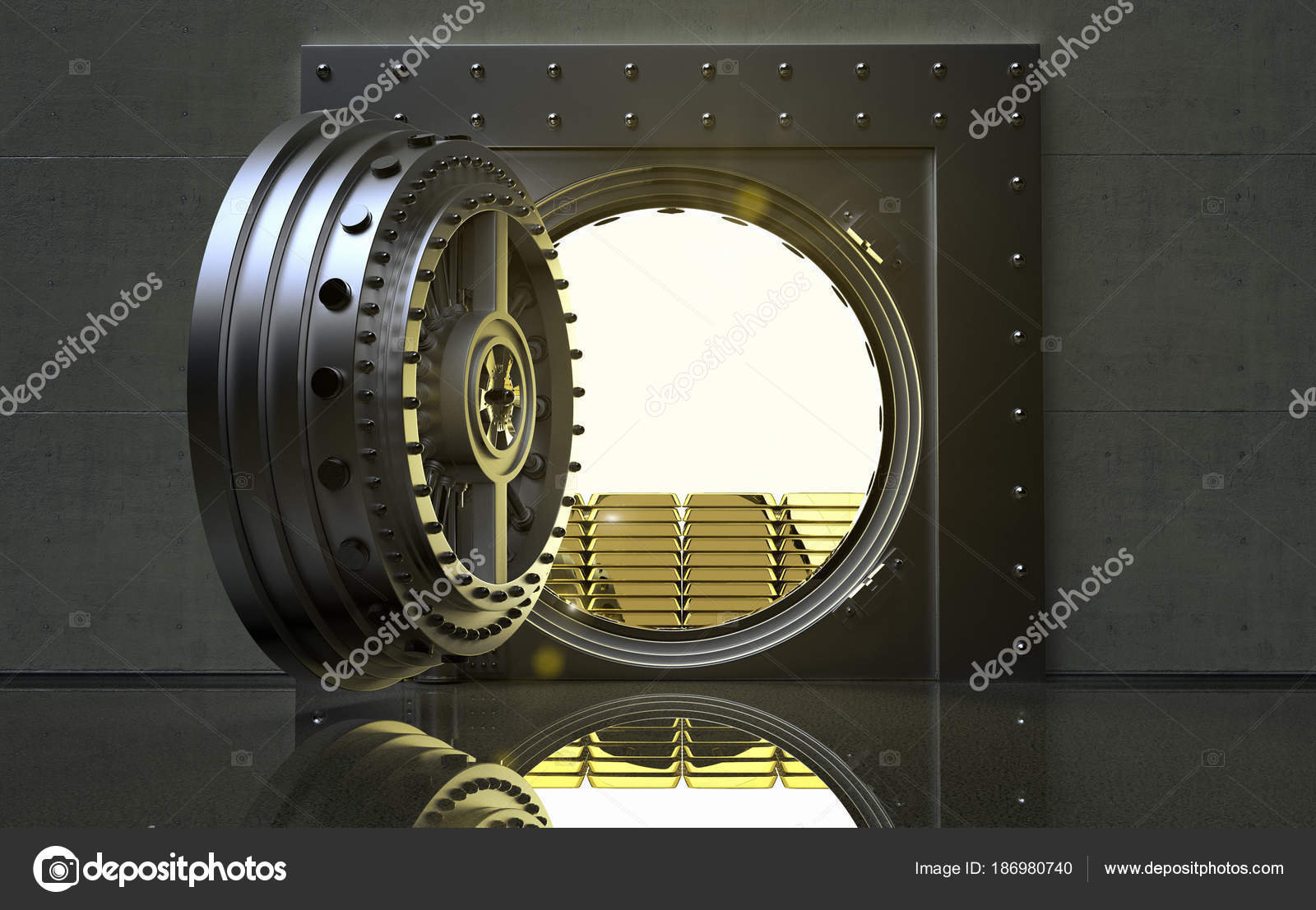 Inside Bank Vault With Gold