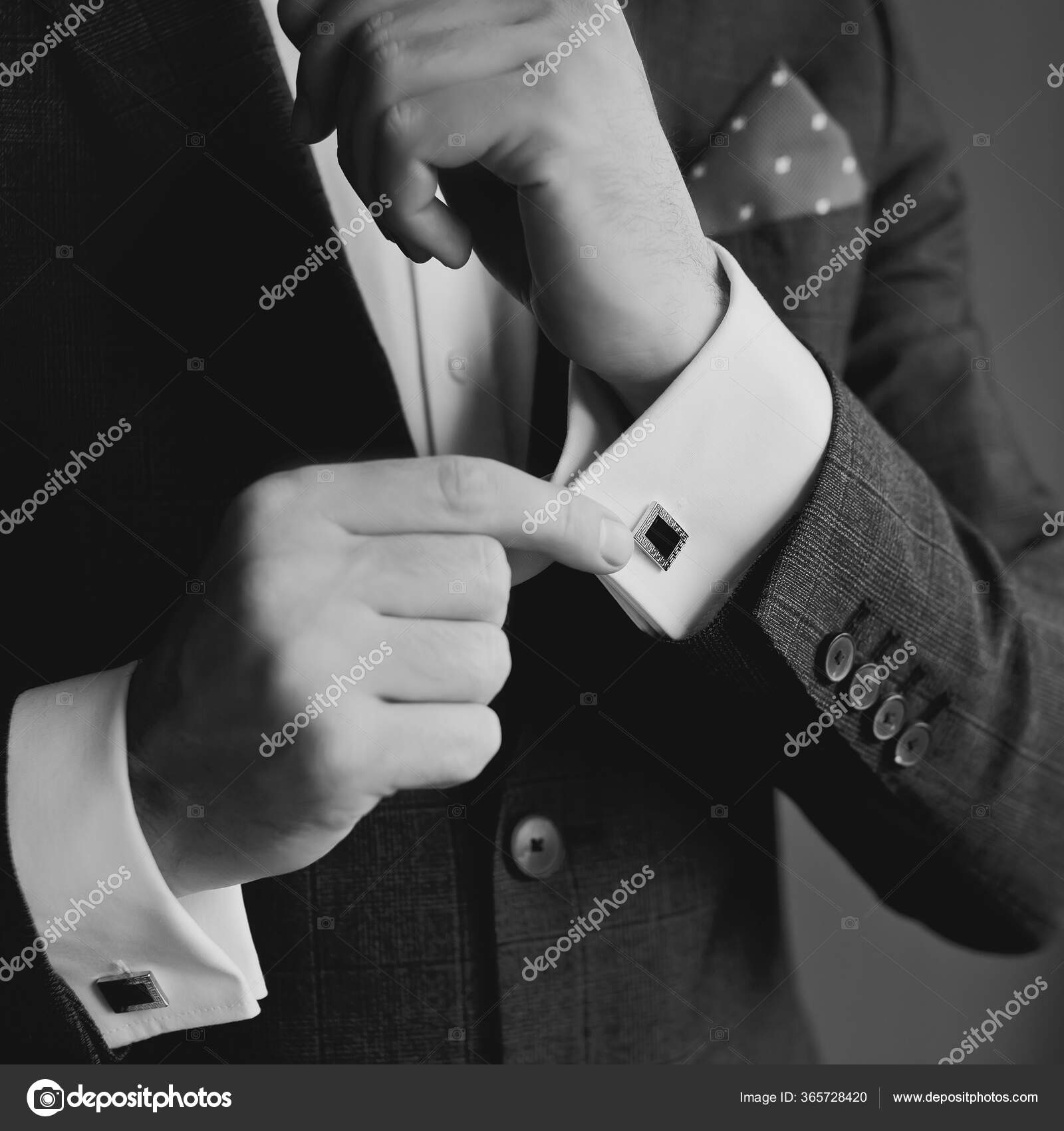 Hands Wedding Groom Getting Ready Suit — Stock Photo © Kucheruk #365728420