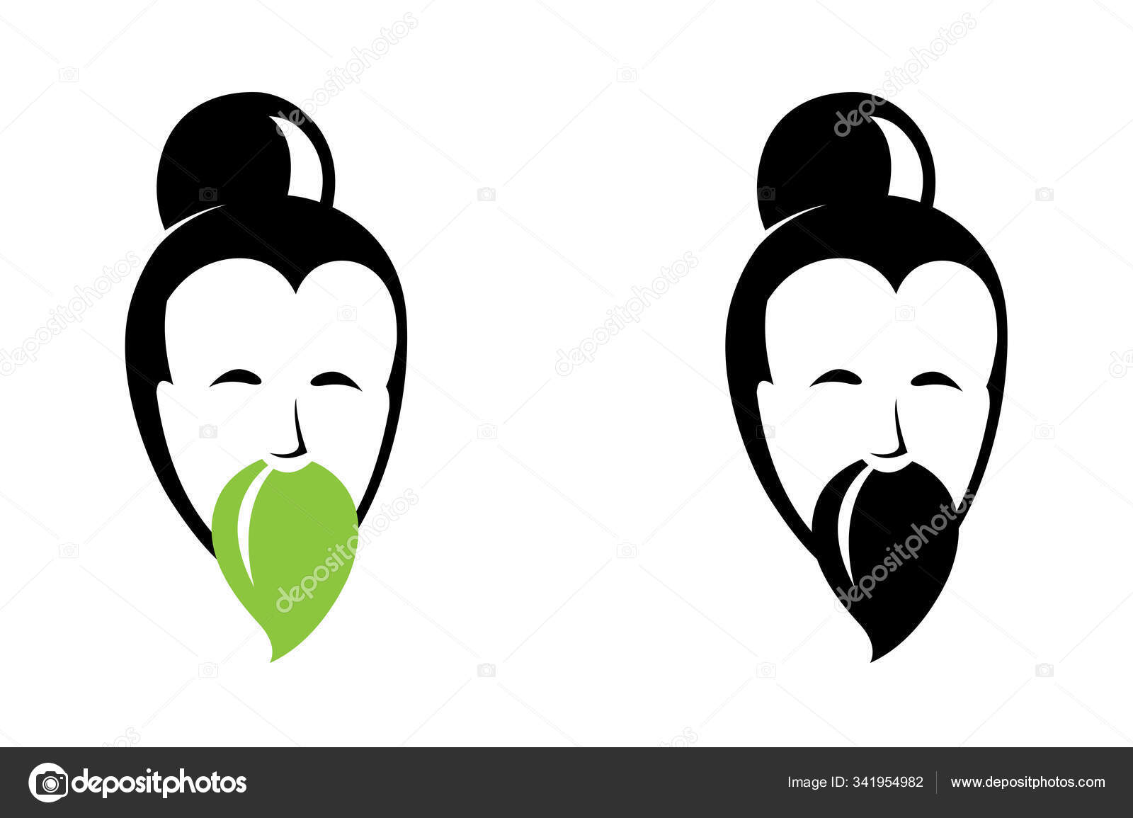 Portrait Asian Old man with beard. Logo packaging tea leaves. Stock ...