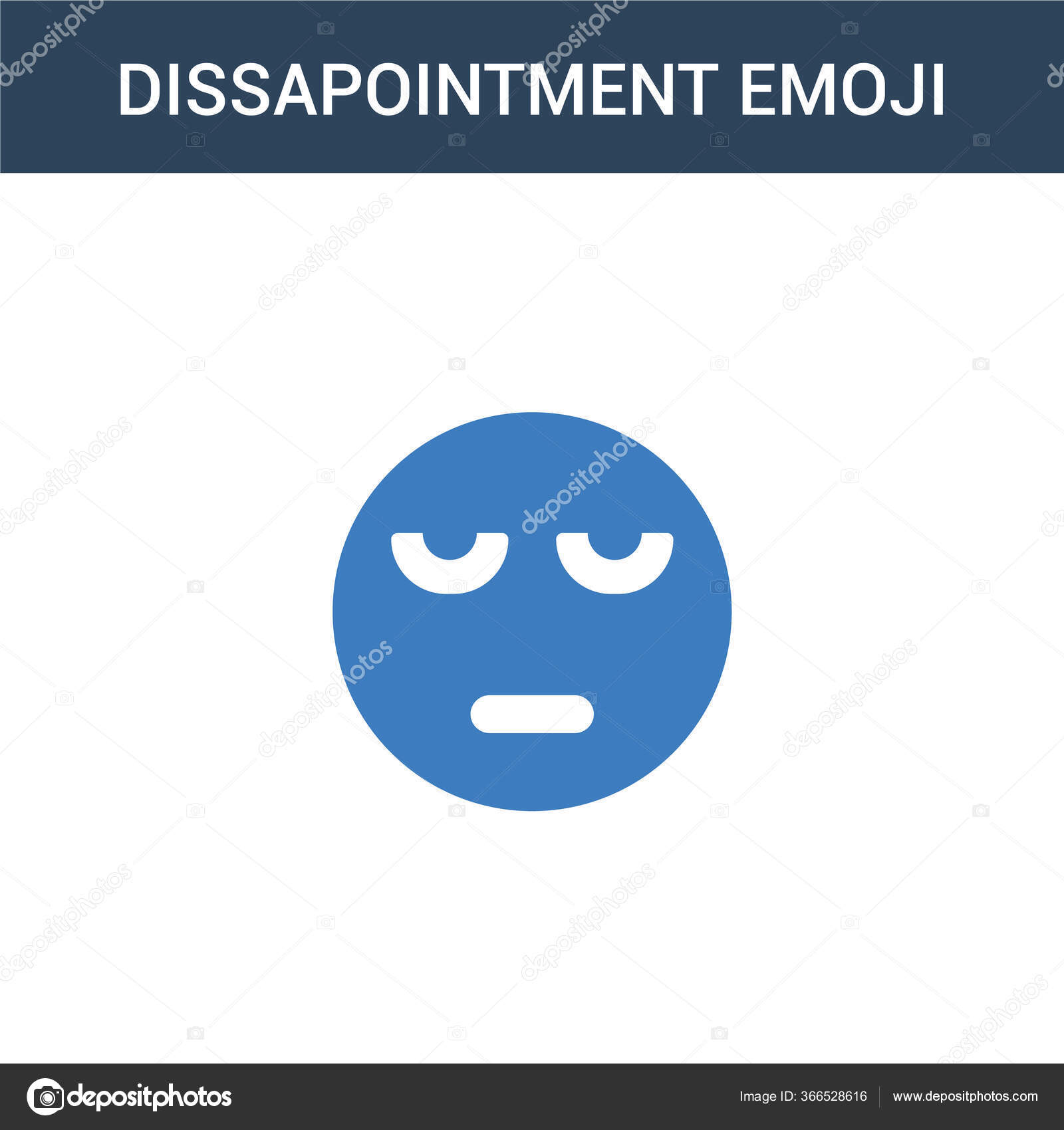 Two Colored Dissapointment Emoji Concept Vector Icon Color ...