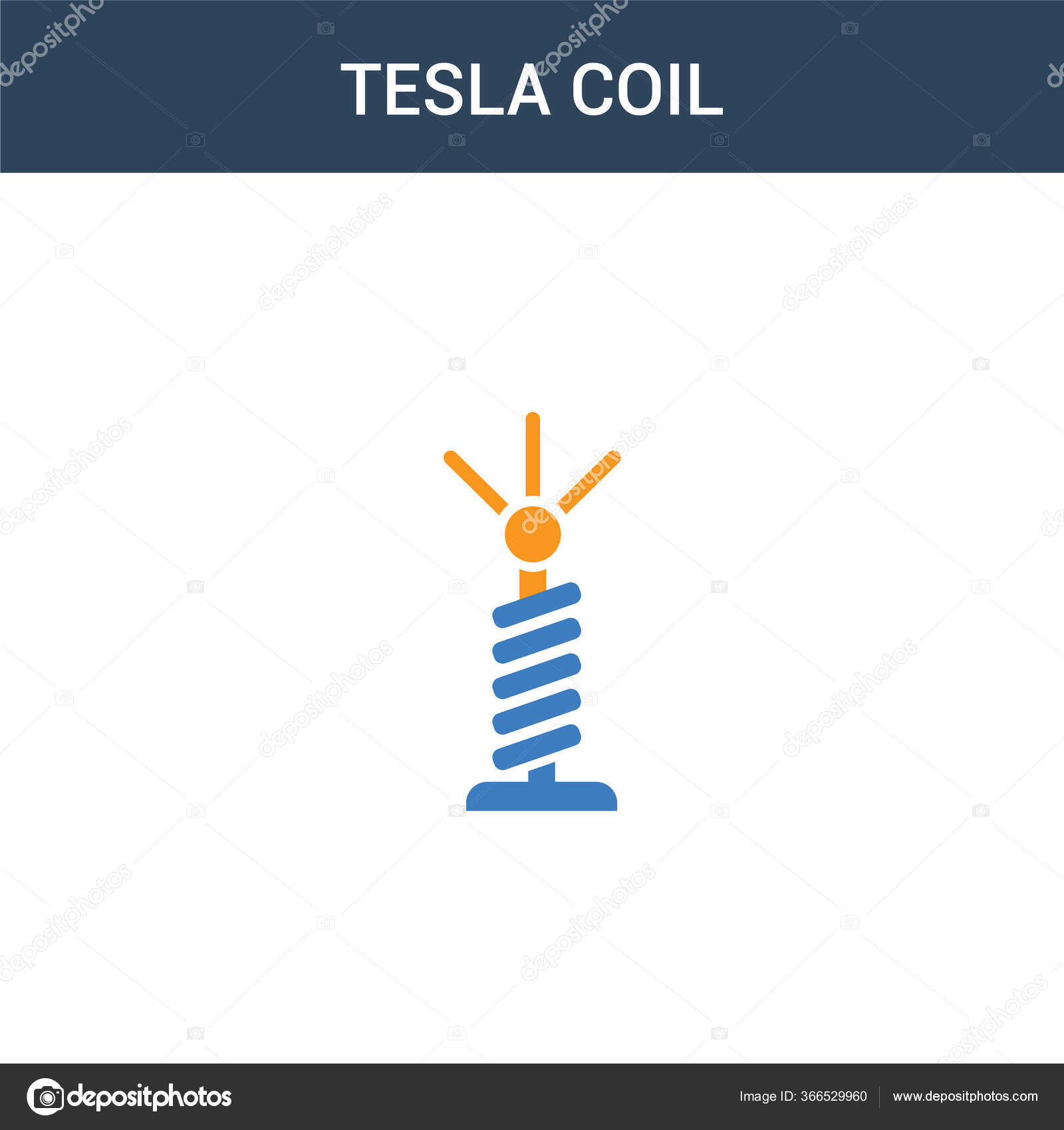 Two Colored Tesla Coil Concept Vector Icon Color Tesla Coil Stock ...