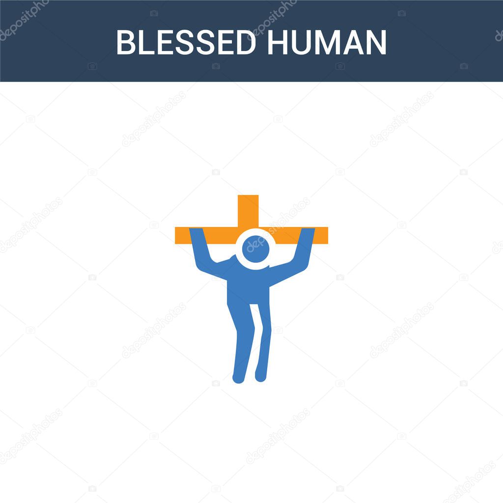 dos icono de vector concepto humano bendecido de color. 2 color bendito ...