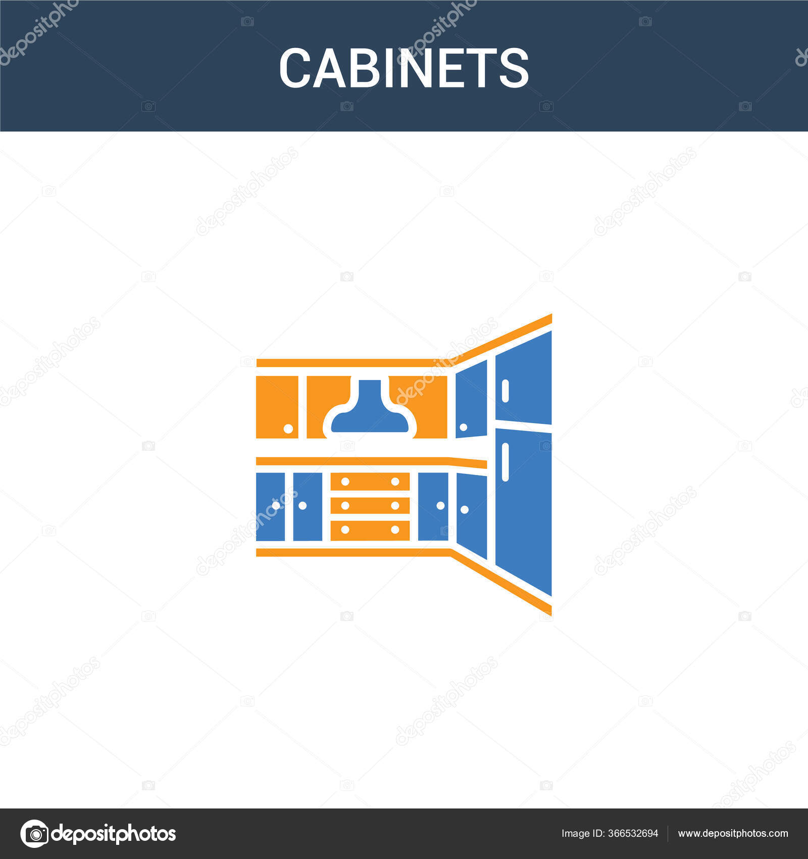 Two Colored Cabinets Concept Vector Icon Color Cabinets Vector ...