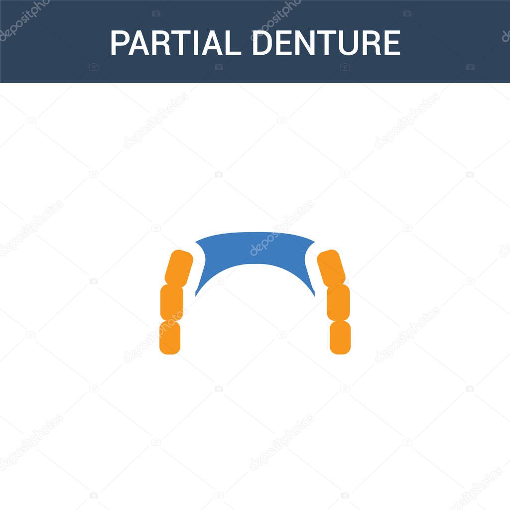dos coloreado icono de vector de concepto de prótesis parcial. 2 color ...