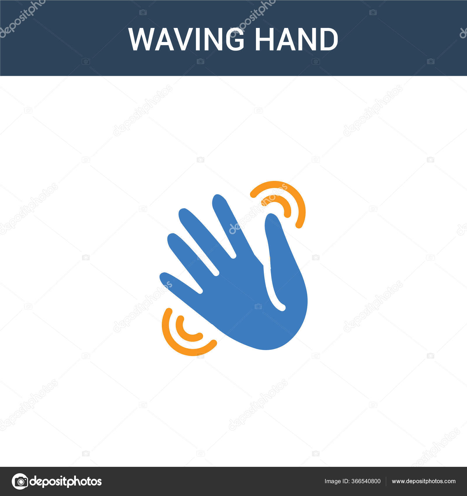 Two Colored Waving Hand Concept Vector Icon Color Waving Hand Stock ...