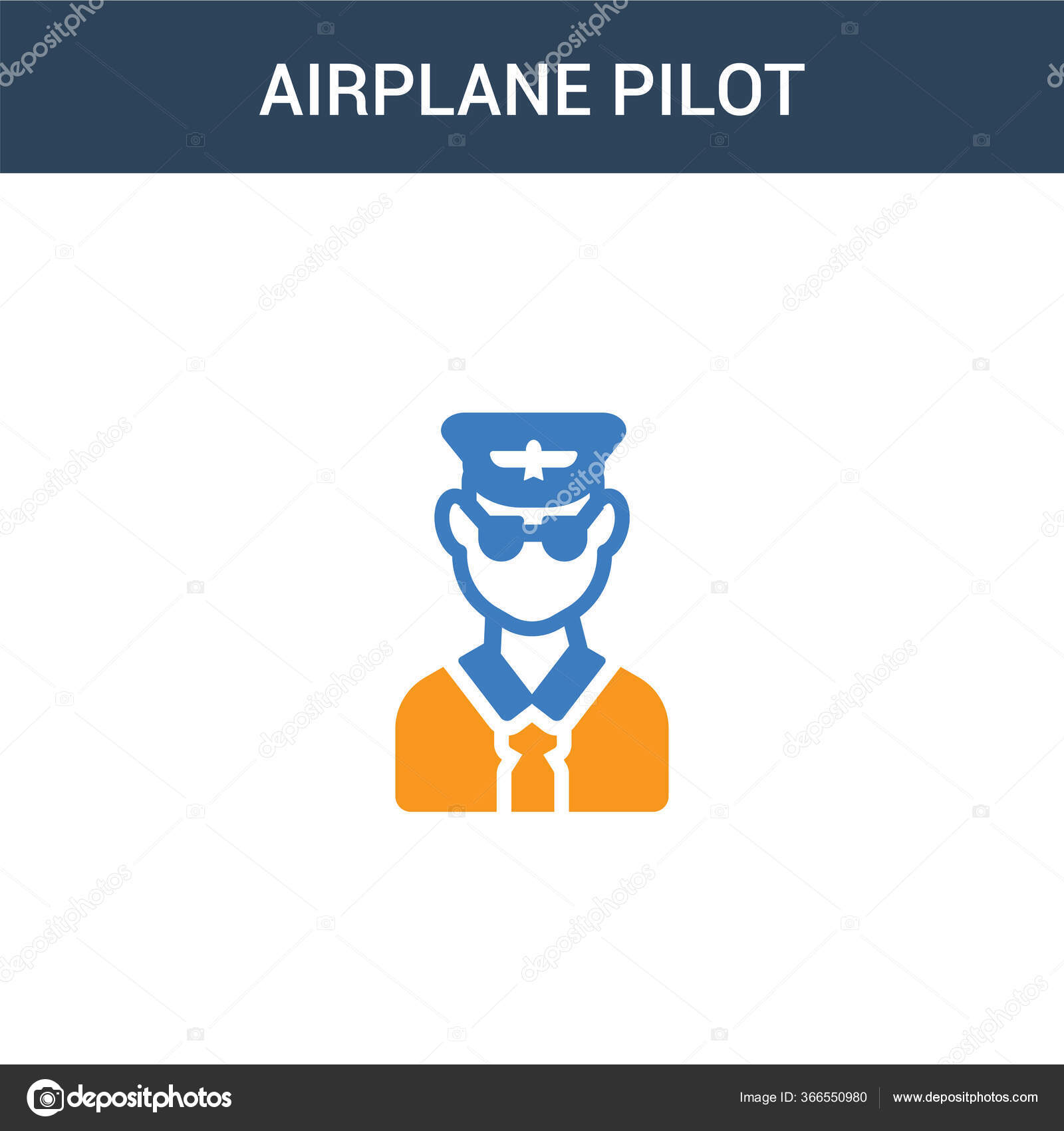 Two Colored Airplane Pilot Concept Vector Icon Color Airplane Pilot ...