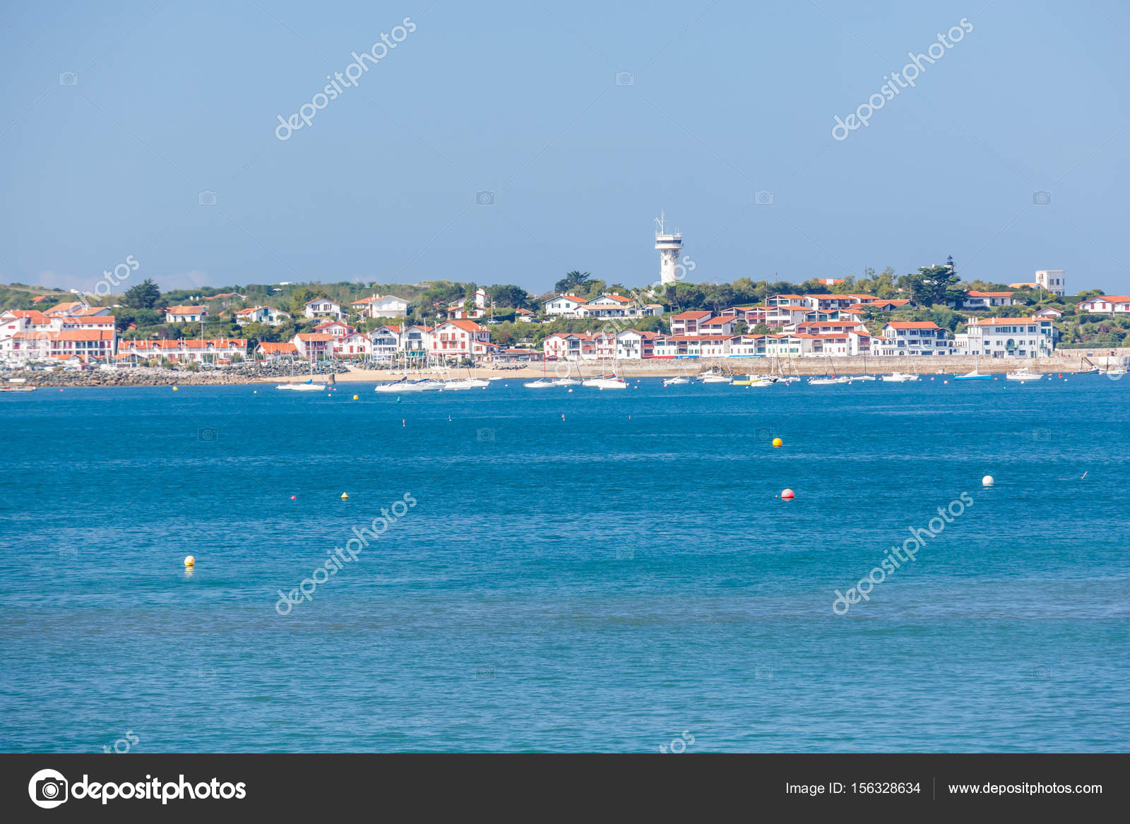 Saint jean de Luz bay with mountain on background Stock Photo by ...