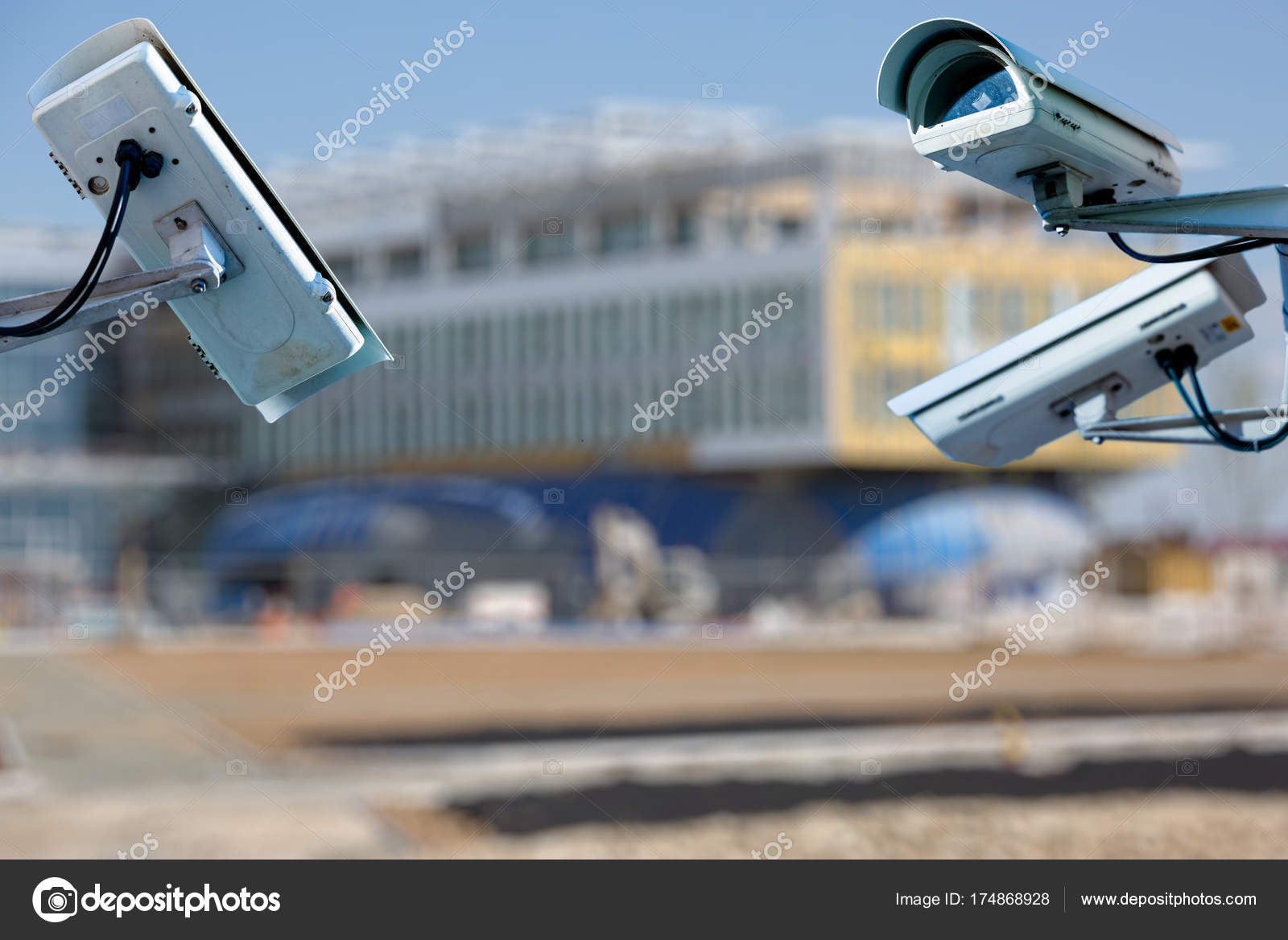 Security CCTV camera or surveillance system with construction site on ...