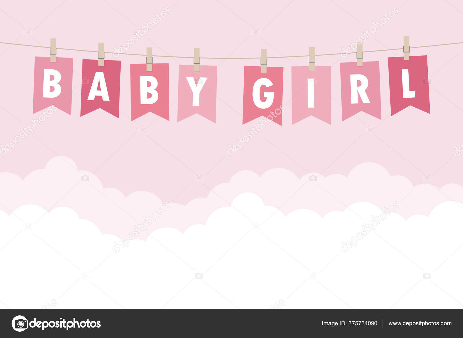 Baby girl welcome greeting card for childbirth Stock Vector by ...