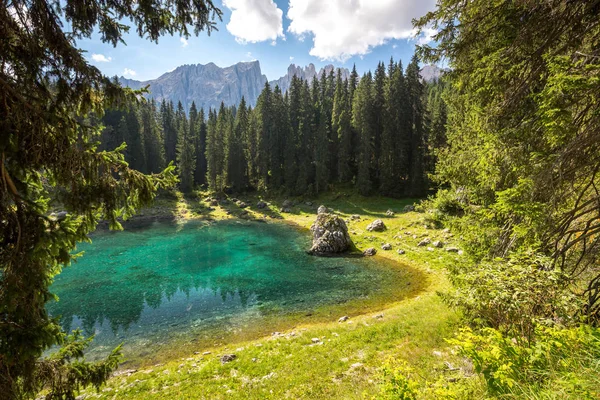 Carezza Lake in Dolomites,Val Di Fassa,South Tyrol,Italy — Stock Photo ...