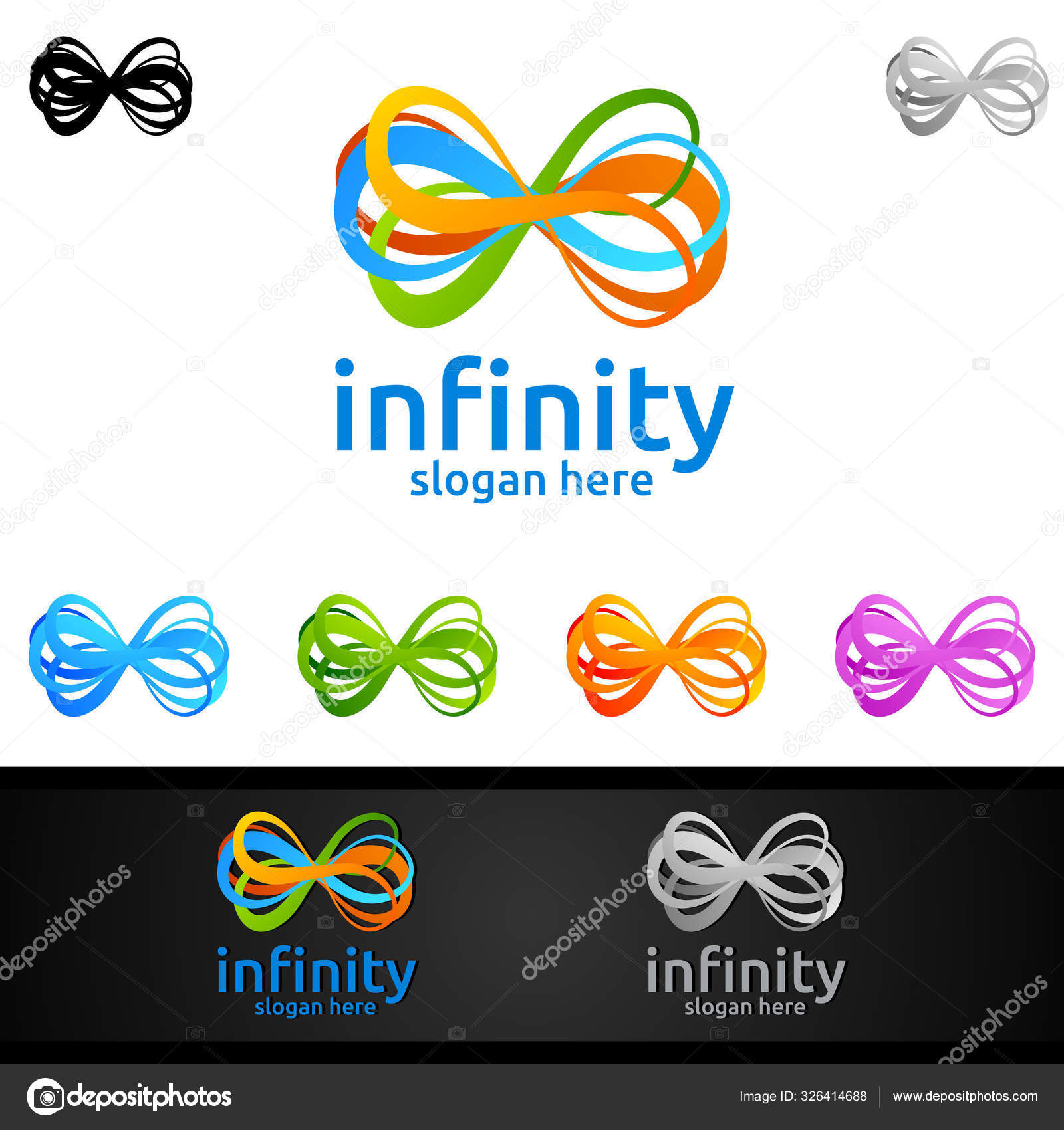 Infinity loop logo icon. Vector unlimited infinity, endless line shape ...