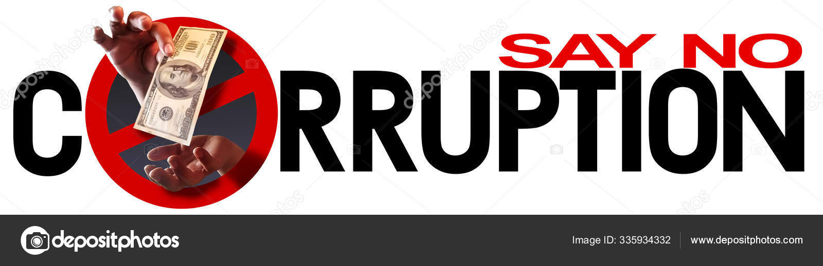 Corruption Sign Prohibition Hands Money Inscription Say Corruption ...