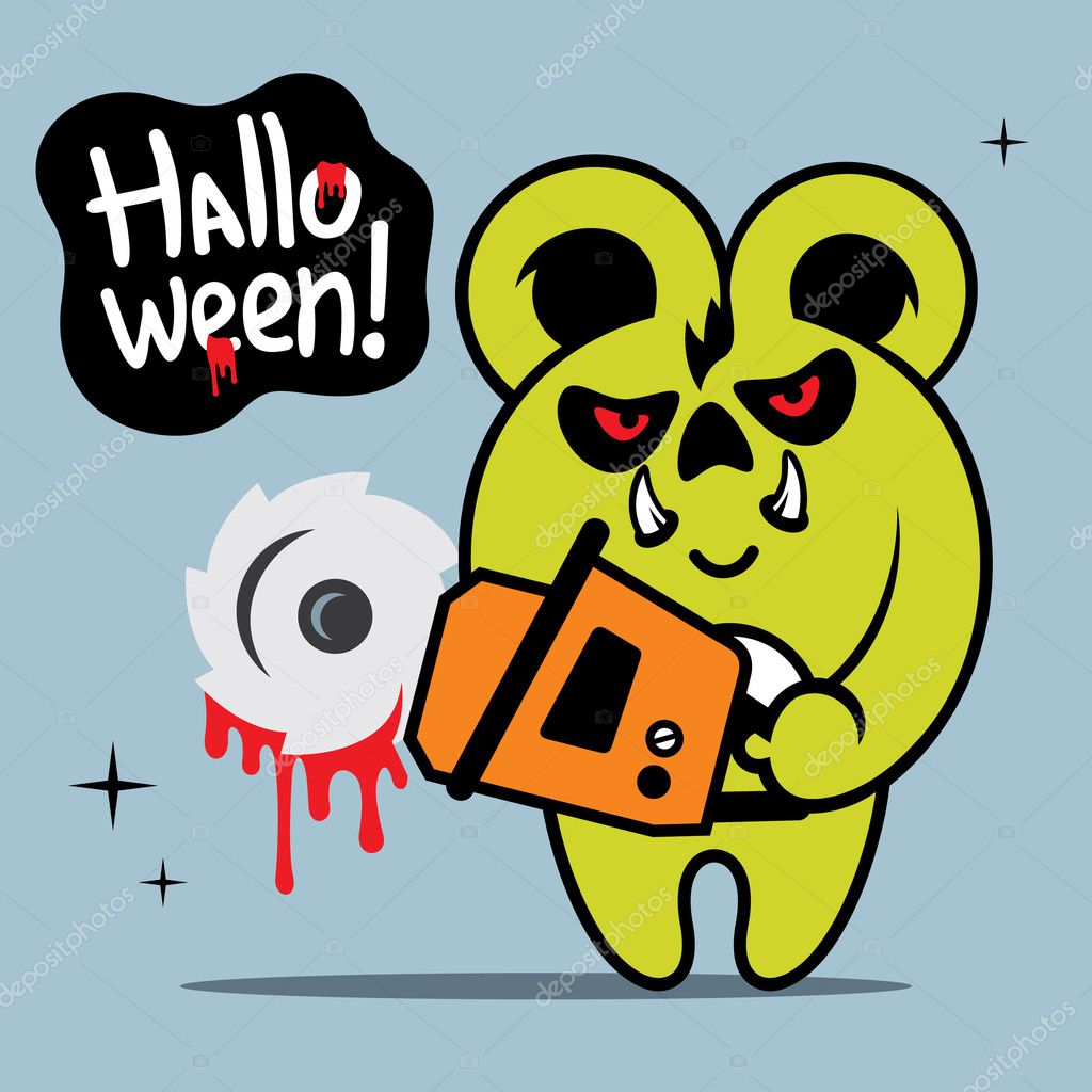 Vector Halloween Crazy Bear Cartoon Illustration. Stock Vector Image by ...
