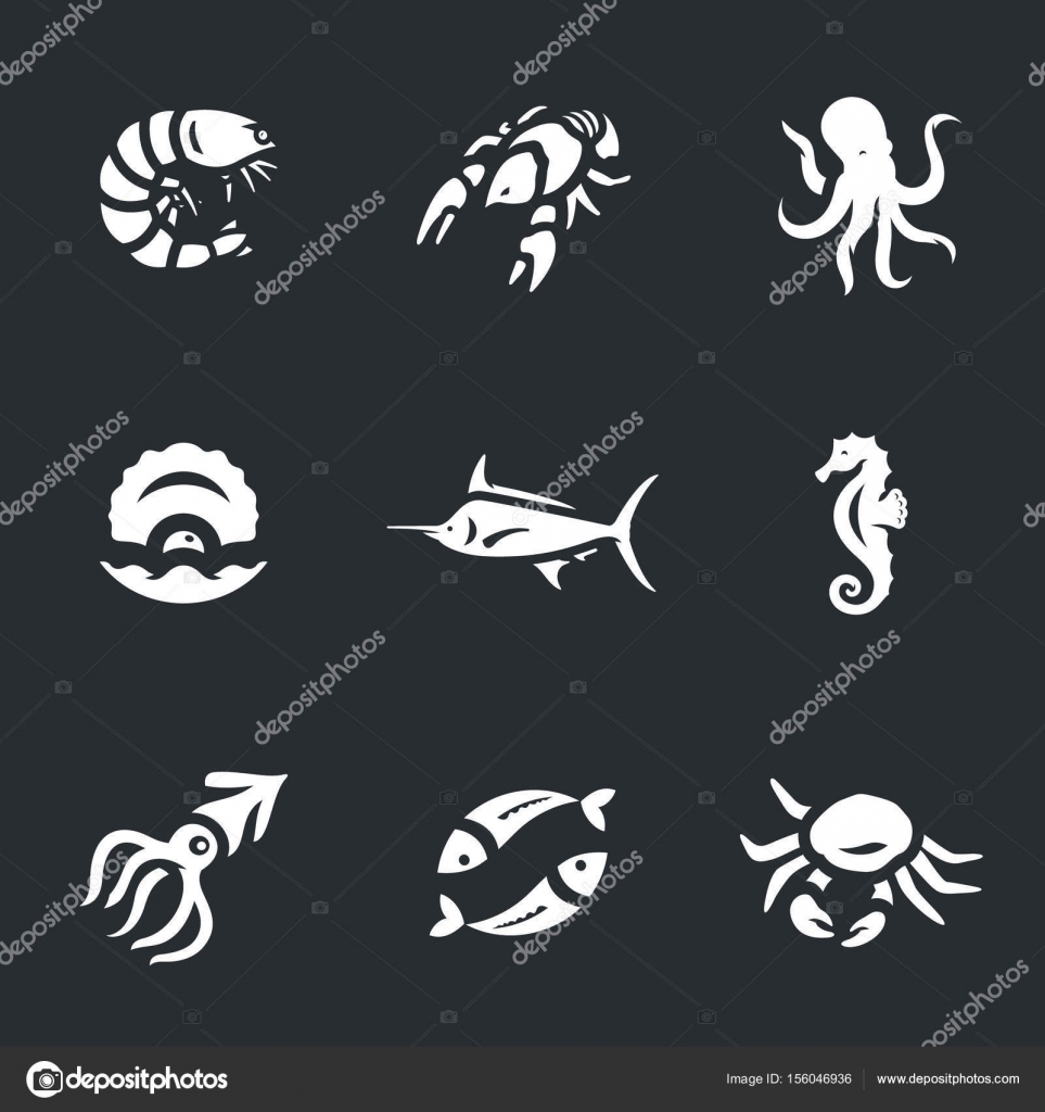 Vector Set of Marine life Icons. Stock Vector Image by ©steinar14 ...