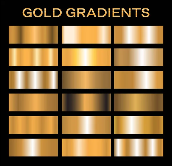 Gold metal gradient set. Gradation design swatches collection — Stock ...