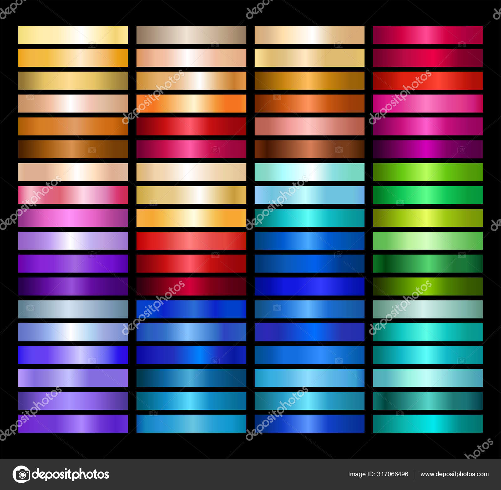 Metal Gradient Collection of Every Color Swatches Stock Vector Image by ...