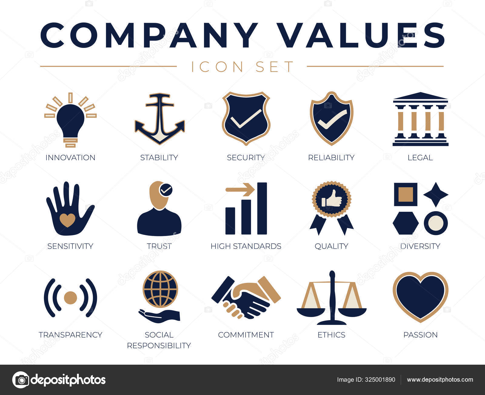 Business Company Values icon Set Stock Vector Image by ©AngelaCini ...