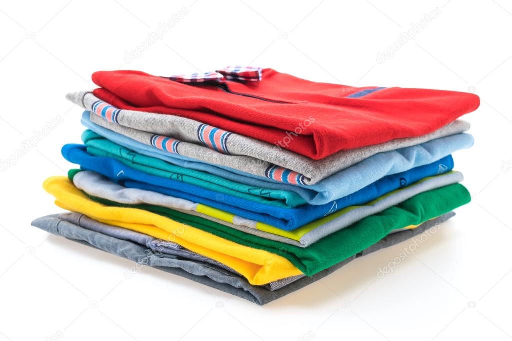 Stack of T Shirt and Polo shirts Stock Photo by ©mrsiraphol 128311488