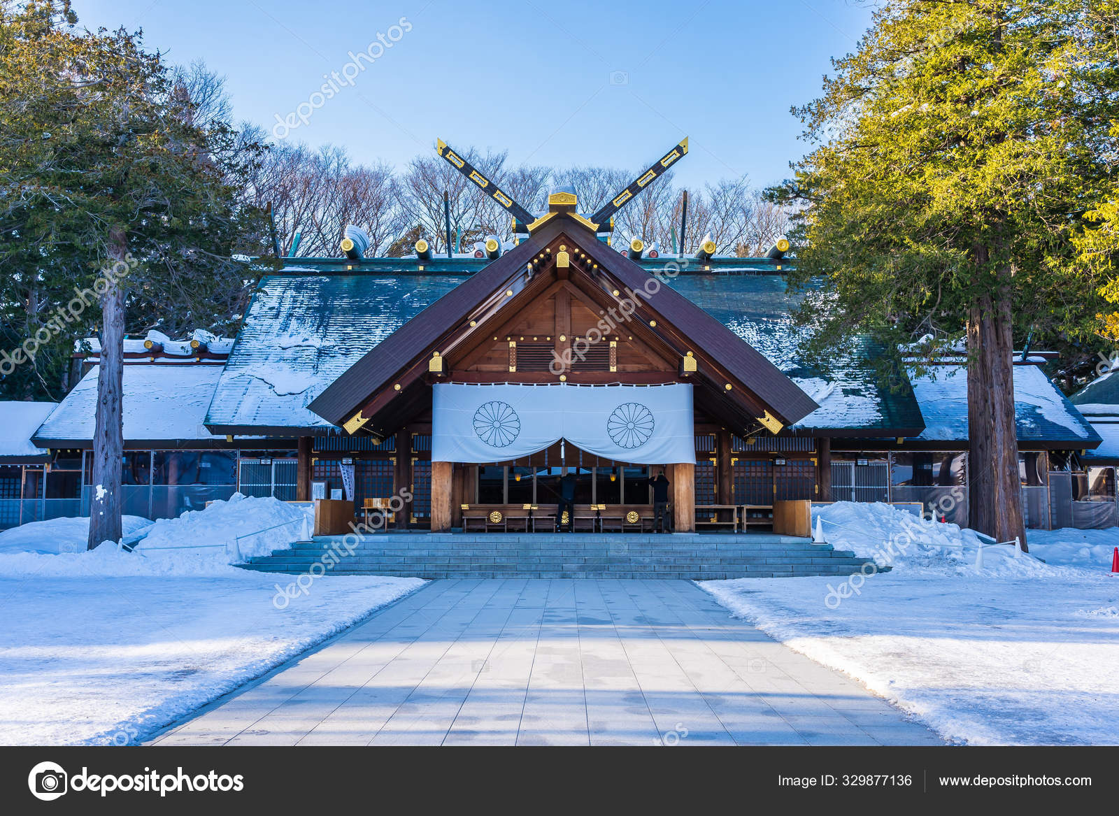 Beautiful architecture building temple of Hokkaido Shrine in Sap ...