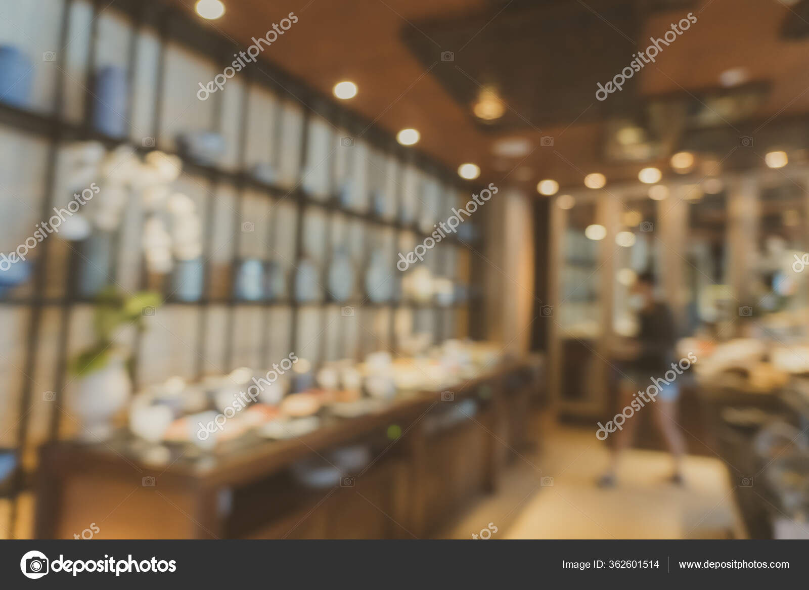 Abstract Blur Defocus Coffee Shop Cafe Restaurant Interior Background ...