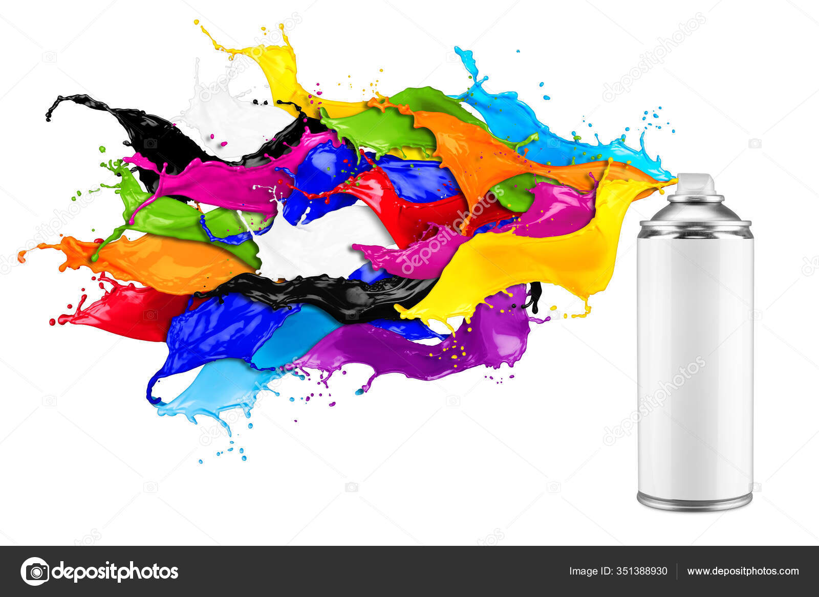 Spray Can Spraying Colorful Rainbow Paint Liquid Color Splash Explosion ...