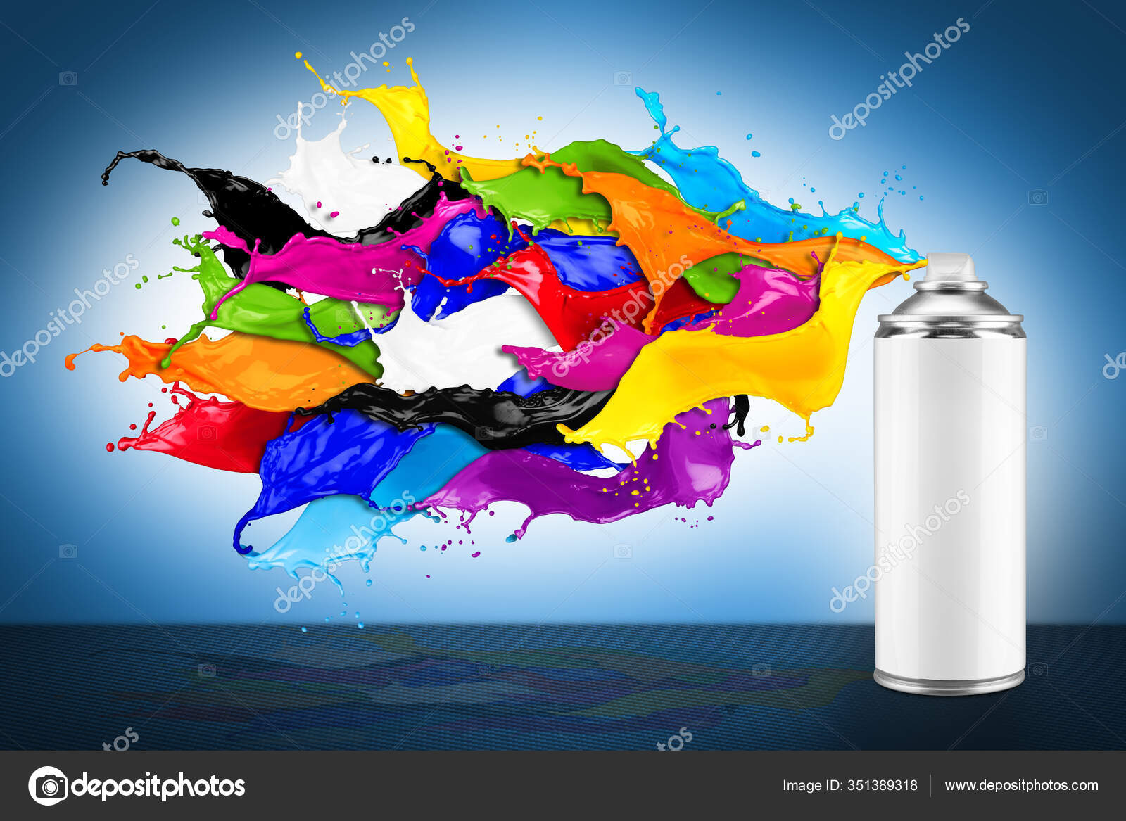 Spray Can Spraying Colorful Rainbow Paint Liquid Color Splash Explosion ...