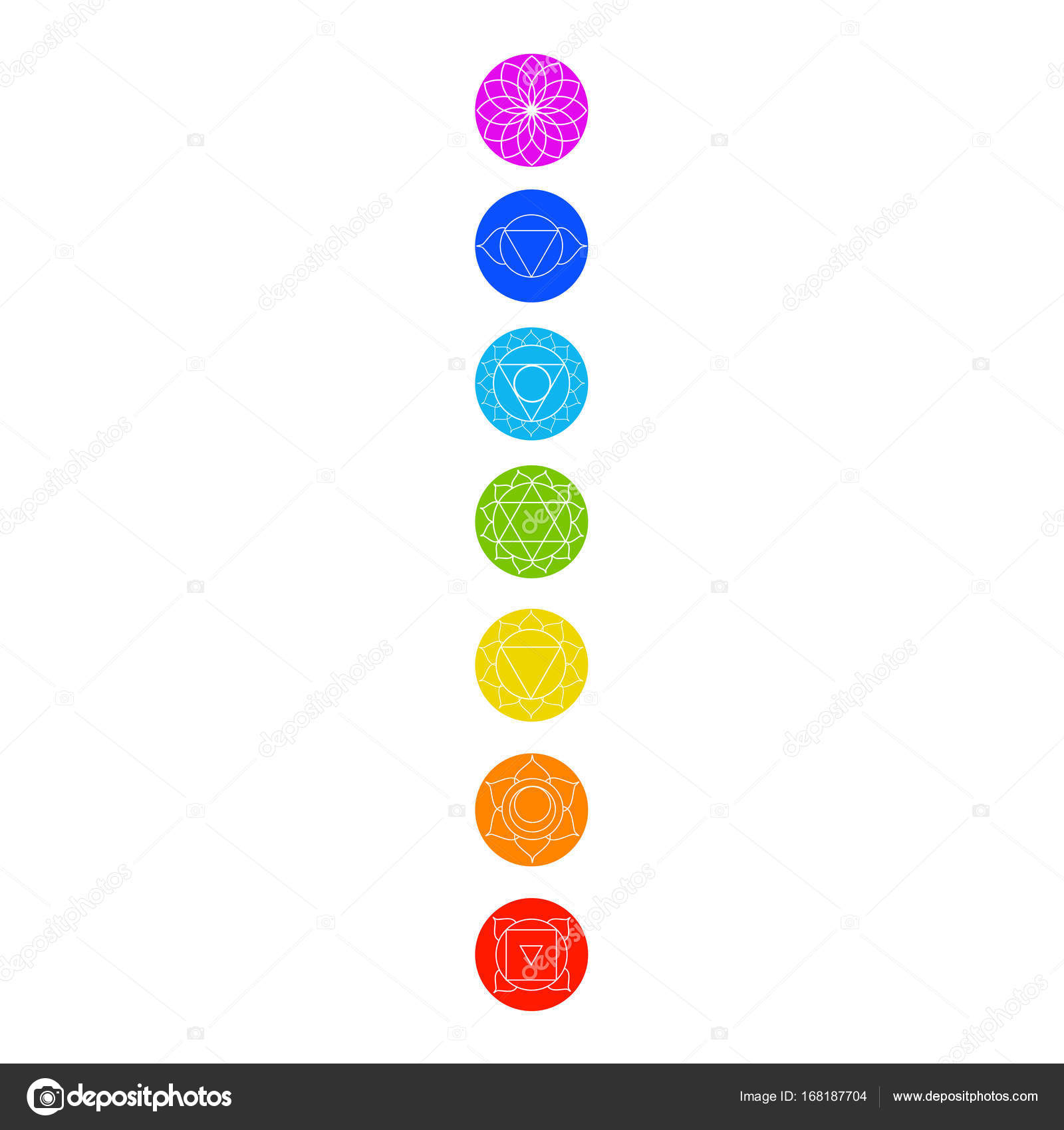 Chakra icons with respective colors — Stock Vector © shawlin #168187704