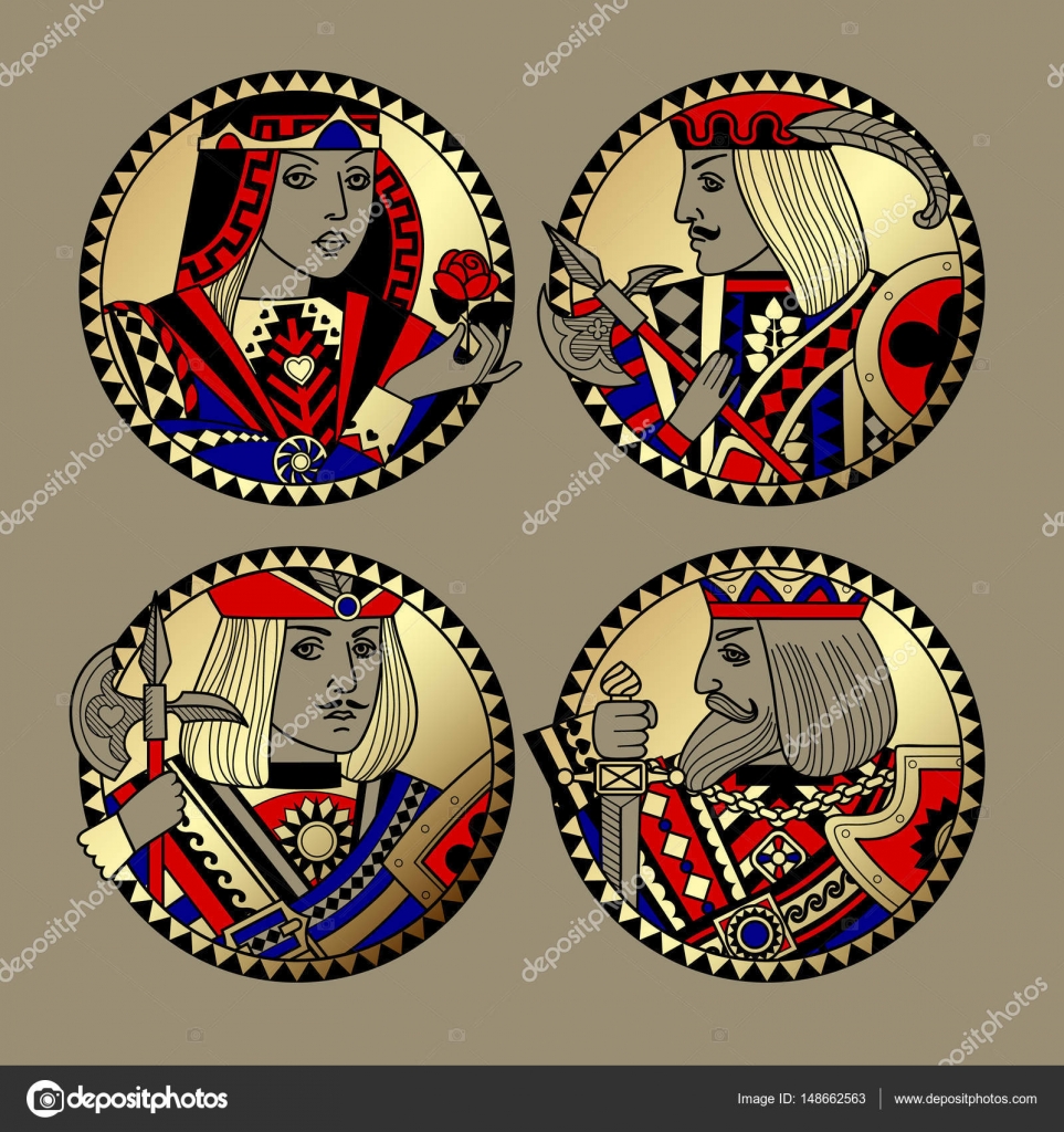 Round shapes with faces of playing cards characters Stock Vector Image ...