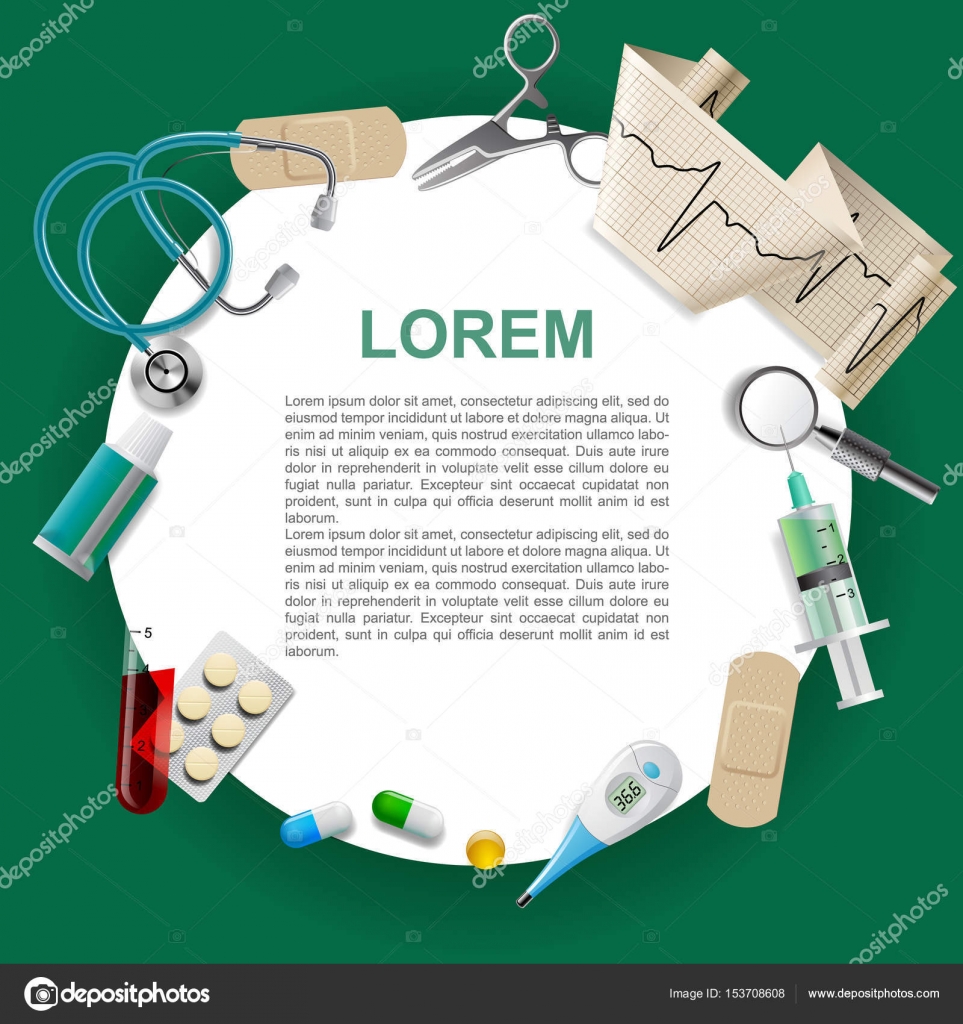 Round medical template and frame with medicine equipment Stock Vector ...